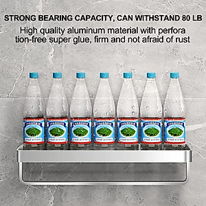 Ddtohan 15.7" Glass Bathroom Shelves Over Toilet with Towel Bar Shelf for Bathroom Organizer