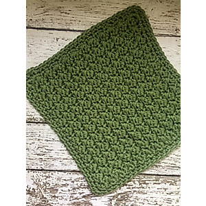 Handmade Dish Cloths Sage Green Cotton Dishcloths Set of 3 Crochet Washcloths