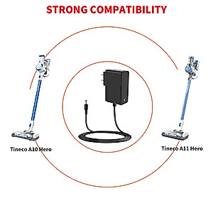 MEROM Charger Compatible with TINECO Cordless Vacuum iFLOOR 2/3 S5 S3 A10 A11 Series Cordless Stick Handheld Wet Dry Vacuum Cleaner Charger Replacement Adapter for YLS0241A-T260080