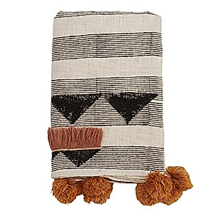 SARO LIFESTYLE Block Print Embroidered Throw
