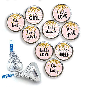 180 Baby Shower Chocolate Drops Labels - Kisses Candy Stickers,Baby Shower Favors, Baby Shower Party Supplies Baby Shower Favors for Girl,0.75 Inches.