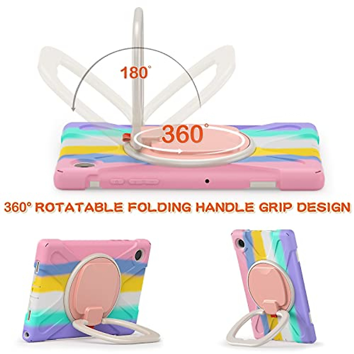 Tablet Case Cover Compatible with Samsung Galaxy Tab A8 10.5 inch 2021 (SM-X200/X205) Shockproof Kids Case,[Kickstand] [Shoulder Strap] 360 Degree Rotating Handle Stand Bracket Heavy Duty Rugged Cover