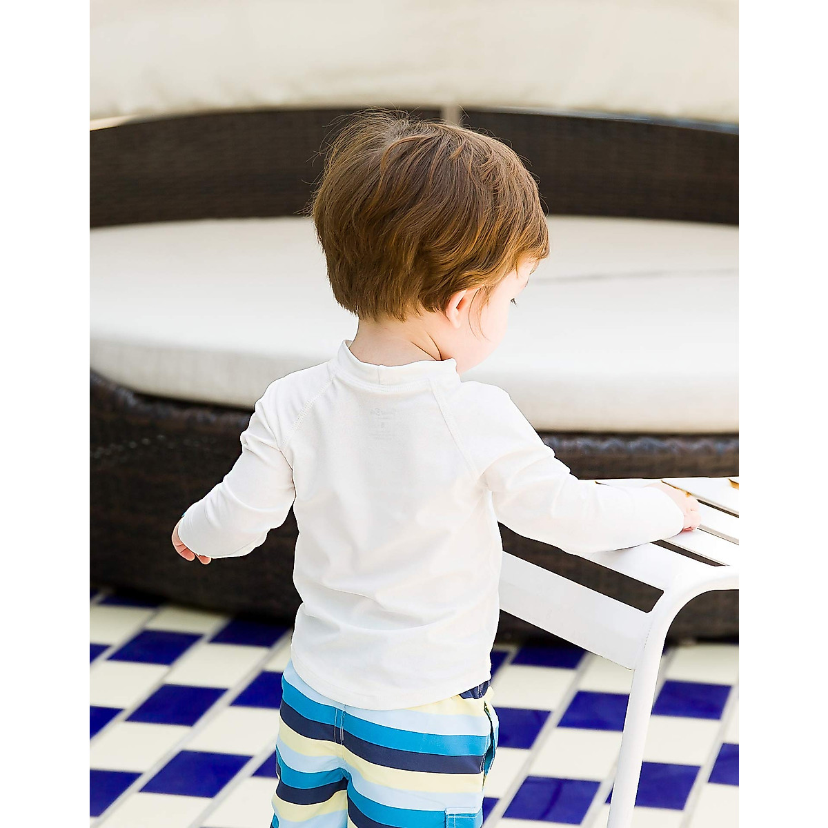 VAENAIT BABY Infant Kids Sun Protection Rashguard Long Sleeve Swim Shirt L.Oasis White L