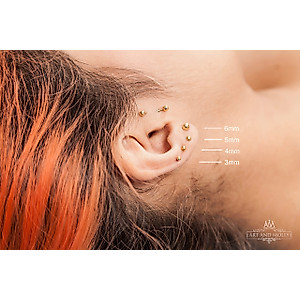 14k Yellow Gold Ball Stud Earrings with Secure and Comfortable Screw Backs (3mm)