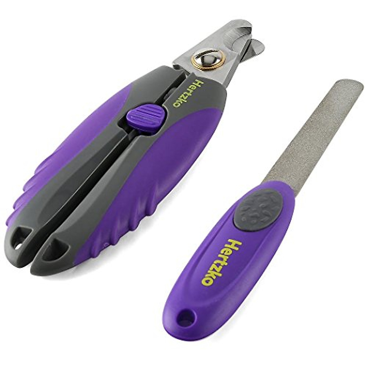 Hertzko Dog Nail Clippers for Large & Medium Dogs - Violet Cat Nail Clipper with Quick Safety Guard, Dog Nail File Included, Nail Grinder, Purple Nail Clippers for Dogs, Grooming Paw Pads