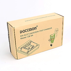DOTTMON 6-Bay LED Universal Battery Charger for Ni-MH or Ni-Cd Batteries (AA, AAA, AAAA, SC, C, D) and Li-ion Batteries (22650, 25500, 18650, 18500, 18490, 18350, 17670, 16340, 14500, 10440)