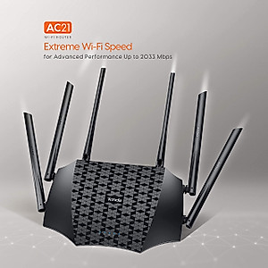 Tenda AC21 Smart WiFi Router - Dual Band Gigabit Wireless (up to 2033 Mbps) Internet Router for Home, 4X4 MU-MIMO Technology, Parental Control Compatible with Alexa (AC2100)