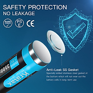 Kratax Lithium Batteries AA Rechargeable 4 Count 1.5V 3500mWh Li-ion Rechargeable Batteries with 2H Battery Charger, 1600 Cycles Long-Lasting, Constant Voltage Output for XBox Controller, Electric Toy