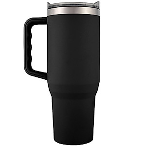 Yukon Outfitters Fit Forty 40oz Double Wall Vacuum Insulated Stainless Steel Tumbler with Reusable Straw & Ergonomic Handle | For Hot or Cold Beverage, Black