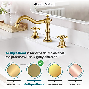 gotonovo 8 Inch Widespread Bathroom Sink Faucet 2 Cross Handles 3 Hole Bathroom Vanity Faucet Deck Mount Basin Mixer Tap with Pop Up Drain with Overflow Antique Brass