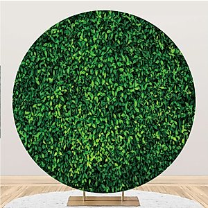 Greenery Green Leaves Round Backdrop Cover Spring Nature Outdoorsy Circle Background (No Stand) for Wedding Birthday Bridal Shower Photography 6.56ft (200cm) Seamless Edge Elastic Photo Studio Props