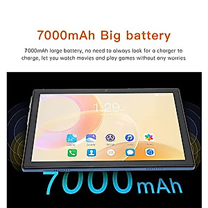 Airshi Office Tablet, 10 Inch Tablet Dual Camera Octa Core CPU Blue IPS Screen for School (US Plug)