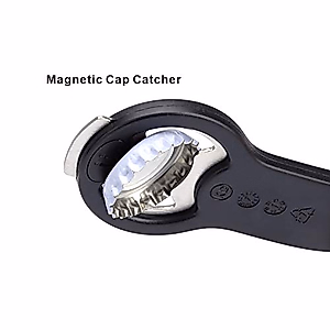 KITCHENDAO 2 in 1 Magnetic Beer Bottle Opener for Fridge and RV with Cap Catcher - Pop Can Soda Can Opener, Stick to Refrigerator for Easy Storage with Magnet, Gift for Men Husband Father- 1 Pack