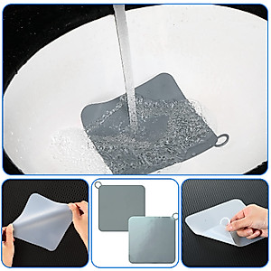 6 Pcs Shower Drain Cover Silicone Floor Drain Cover Anti-Odor Mat for Shower Tub Stopper Shower Drain Cover for Bathtub Kitchen Laundry Sink Accessories White and Grey (5.79 x 5.79 Inch)