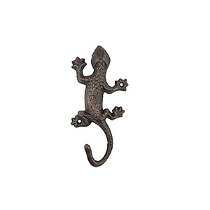 Handcrafted Nautical Decor Rustic Copper Cast Iron Lizard Hook 6"