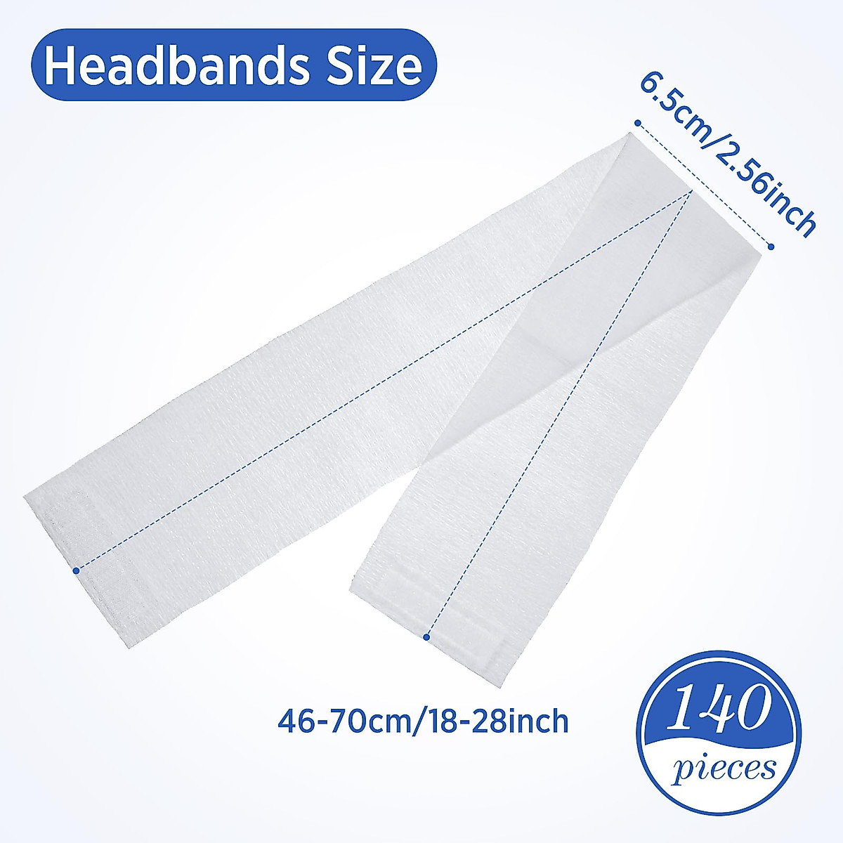 140 Pieces Disposable Spa Facial Headbands with Convenient Closure, White Stretch Facial Headwraps Soft Skin Care Hair Band for Women Girls Salons