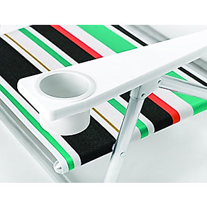 Telescope Casual M51149501 Striped Light and Easy High Boy Anodized Sliver Finish Ross Fabric Chaise, Red/White