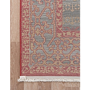 Unique Loom Palace Collection Area Rug - Saray (5' 1" x 8' Rectangle, Navy Blue/ Rust Red)