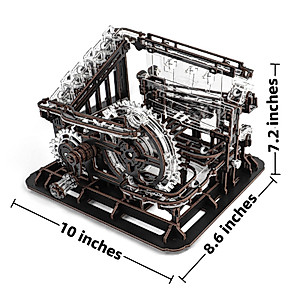 OWNONE 1 3D Wooden Puzzle Marble Run with LED Lights, Wooden Model Building Kits for Adults, Wood Mechanical Puzzle Building Set, Office Desk Decor Gift for Men Adults (312 PCS)