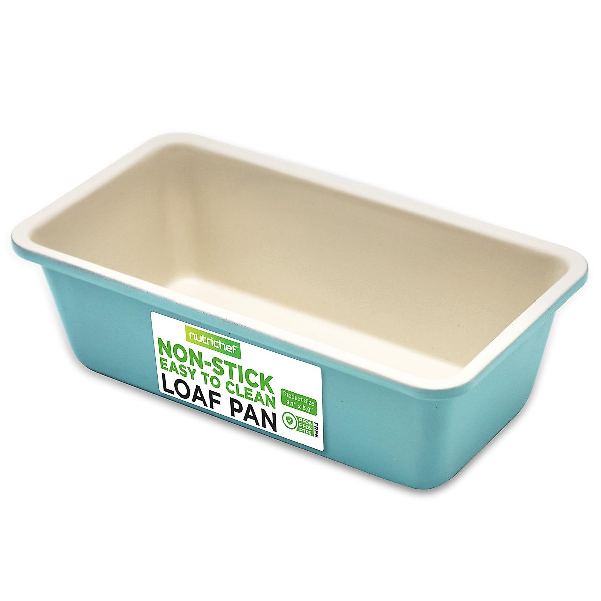 NutriChef 9-inch Ceramic Bread Loaf Pan, Non-Stick Coated Layer Surface, Great for Food Preparation, Serving, Pastry Dessert Baking
