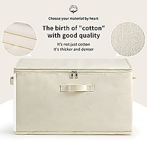 Vailando Large Canvas Comforter Storage Bags Closet Organizer for Clothes Sweater Clothes Organizer with Dual Zipper Three Carrying Handles for Blanket Closet Storage Container 1 Pack