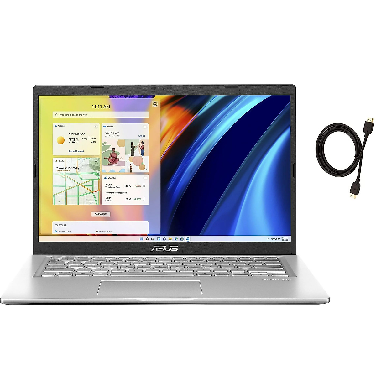 ASUS 2023 Vivobook X1400EA 14" HD Premium Laptop, 11th Gen Intel Core i3-1115G4 Upto 4.1GHz, 24GB RAM, 128GB PCIe SSD, Intel UHD Graphics 770, Windows 11 Home + HDMI Cable, Silver