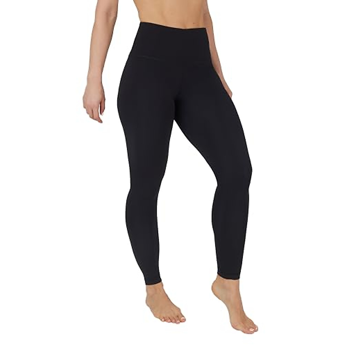 Yogalicious High Waist Ultra Soft Lightweight Leggings - High Rise Yoga Pants - Black Nude Tech 28" - Small