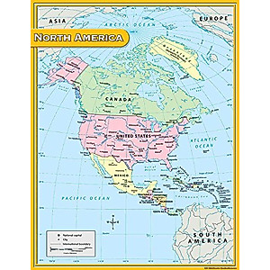 Teacher Created Resources North America Map Chart, Multi Color (7655)