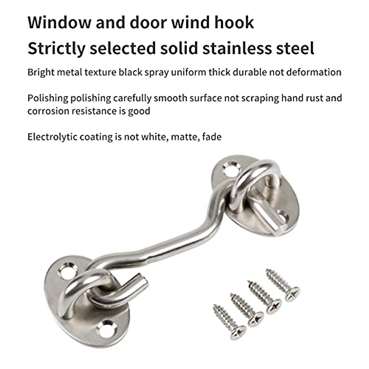 Hook and Eye Latch Stainless Steel Cabin Hooks Heavy Duty Privacy Lock for Barn Doors Bathrooms Doors and Windows 10 inches(2 Packs), Silver (d2347)