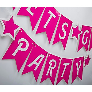 UOREND Pink Let's Go Party Banner,Pink Themed Bachelorette/Birthday/Engagement/Bridal Shower Party Decorations,Let's Go Girls Sign,Hot Pink Glitter,Makeup,Pink Doll,21st Birthday Party favors,Photo Booth Prop