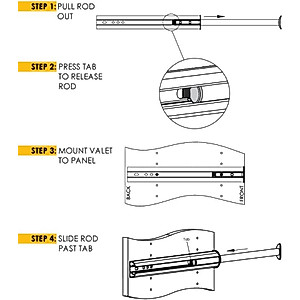 TAG Hardware Premium 14 1/8 Inch Long Expendible Pullout Closet Wardrobe Valet Rod (Matte Gold)