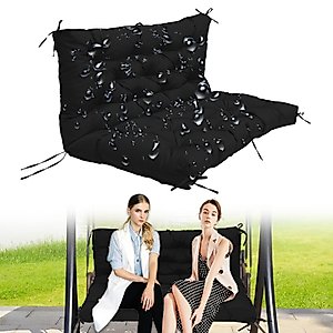 Boaisdus Porch Swing Cushions Outdoor Black 55 inch Waterproof Swing Cushions 3 Seater Replacement Thicken 4" Outdoor Swing Cushions with Ties for Outdoor Patio Garden Furniture Swing Cushions