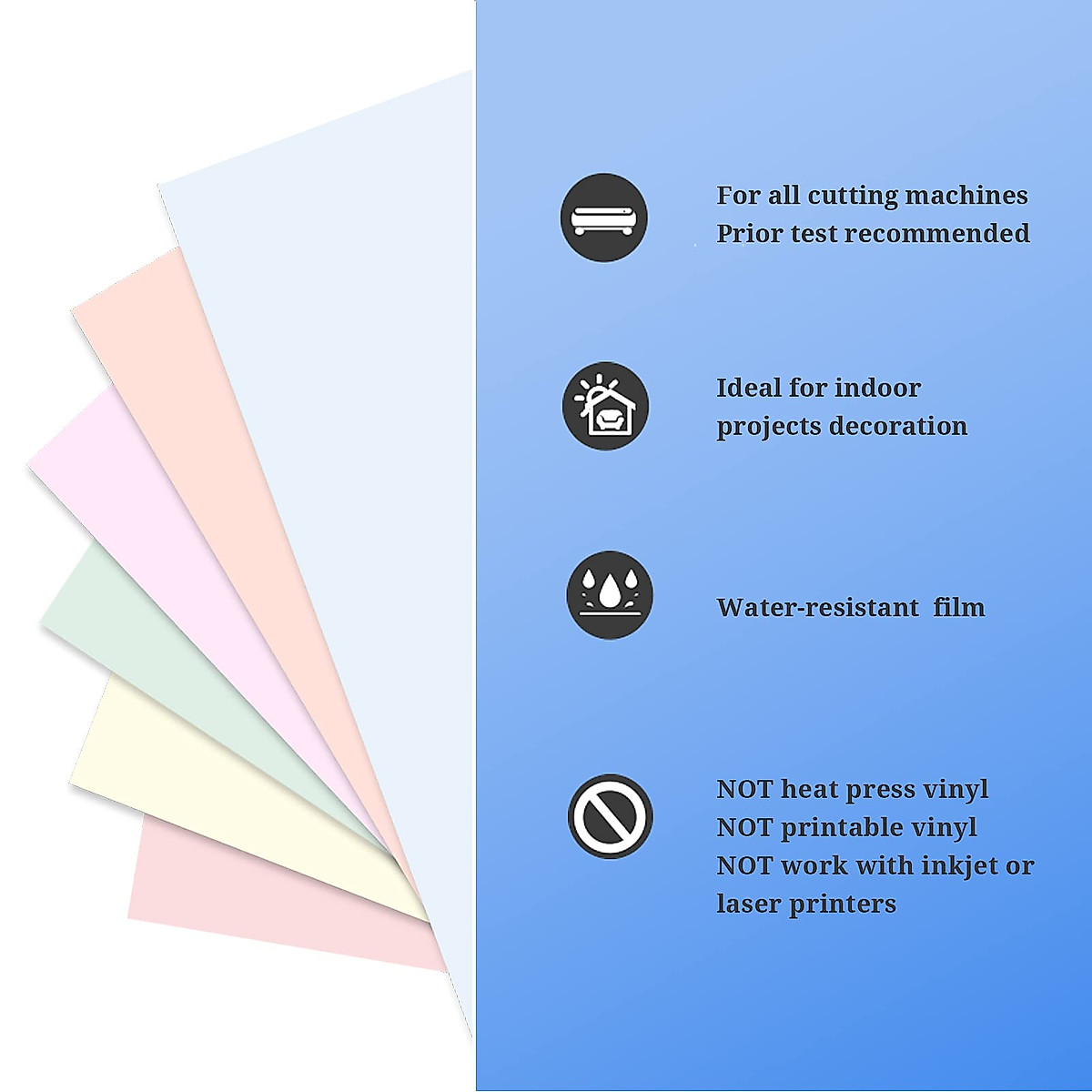 TECKWRAP Cold Sensitive Color Changing Vinyl for Craft Cutter Adhesive Permanent Vinyl Sheets(Translucent to Blue, Red, Purple,Orange,Yellow,Green),12" x 12" 6 Sheets/Pack