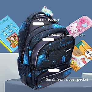 VIDOSCLA 3PCS Starry Sky Kids Backpack Sets Students Schoolbag Primary Students Bookbag Elementary Daypack Knapsack Rucksack for Teens