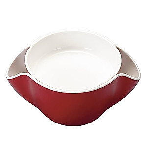 kody Double Dish for Pistachios, Peanuts, Edamame, Cherries, Nuts, Fruits, Candies, Snacks Plastic Serving Dishes and Bowls (Cherry Red)