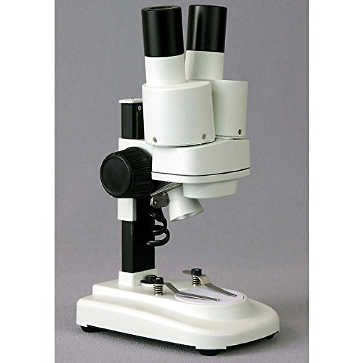 AMSCOPE-KIDS SE100ZZ-LED Portable Binocular Stereo Microscope, WF10X and WF25x Eyepieces, 20X and 50X Magnification, 2X Objective, LED Light Source, Reversible Black/White Stage Plate, Battery-Powered
