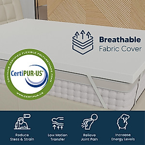 Nutan, 2-Inch Medium Firm Mattress Toppers with Breathable Cover, Cooling Mattress Pad for Back Pain, Soft and Removable, Full, White