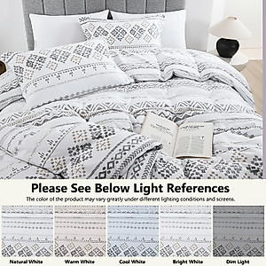 DUOMING Boho Duvet Cover King - 100% Cotton Duvet Cover Set, Cozy and Breathable King Duvet Cover with Zipper Closure & 8 Ties, 3 Piece Bohemian Duvet Cover Set for All-Season