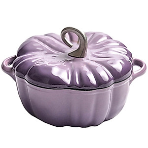 Hgjgwqh Pumpkin Dutch Oven, Pumpkin Cast Iron Dutch Oven, Pumpkin Shape Cooking Pot Enamel Pot with Lid Non-Stick Stew Pot Soup Pot, Saucepan Pot Halloween Thanksgiving Decor Gift,2L
