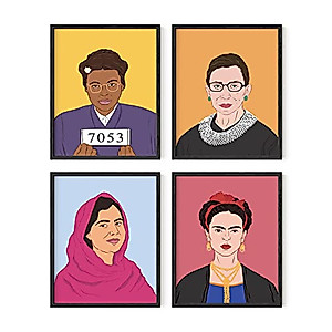 HAUS AND HUES Inspirational Feminist Posters Set of 4 Inspirational Wall Art Posters for Teen Girls Room | Wall Art Prints & Decor for Women | Womens History Month Poster | UNFRAMED (8x10)