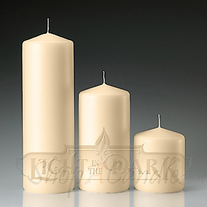 Vanilla Pillar Candle Variety Set - 3 Vanilla Unscented Pillar Candles - Set Includes 3", 6" and 9" Candle