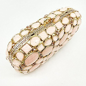 Boutique De FGG Synthetic Shell Evening Bags and Clutches for Women Formal Wedding Bridal Rhinestone Handbags and Purses (Small, Pink#198)