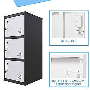 OSEILLC Metal Lockers with 3 Doors for Employees, 3-Tier Storage Locker, Vertical Small Locker, Locker Cabinet with Keys, Vertical Metal Cabinet for Home Office, Gym, School, Room Organizer