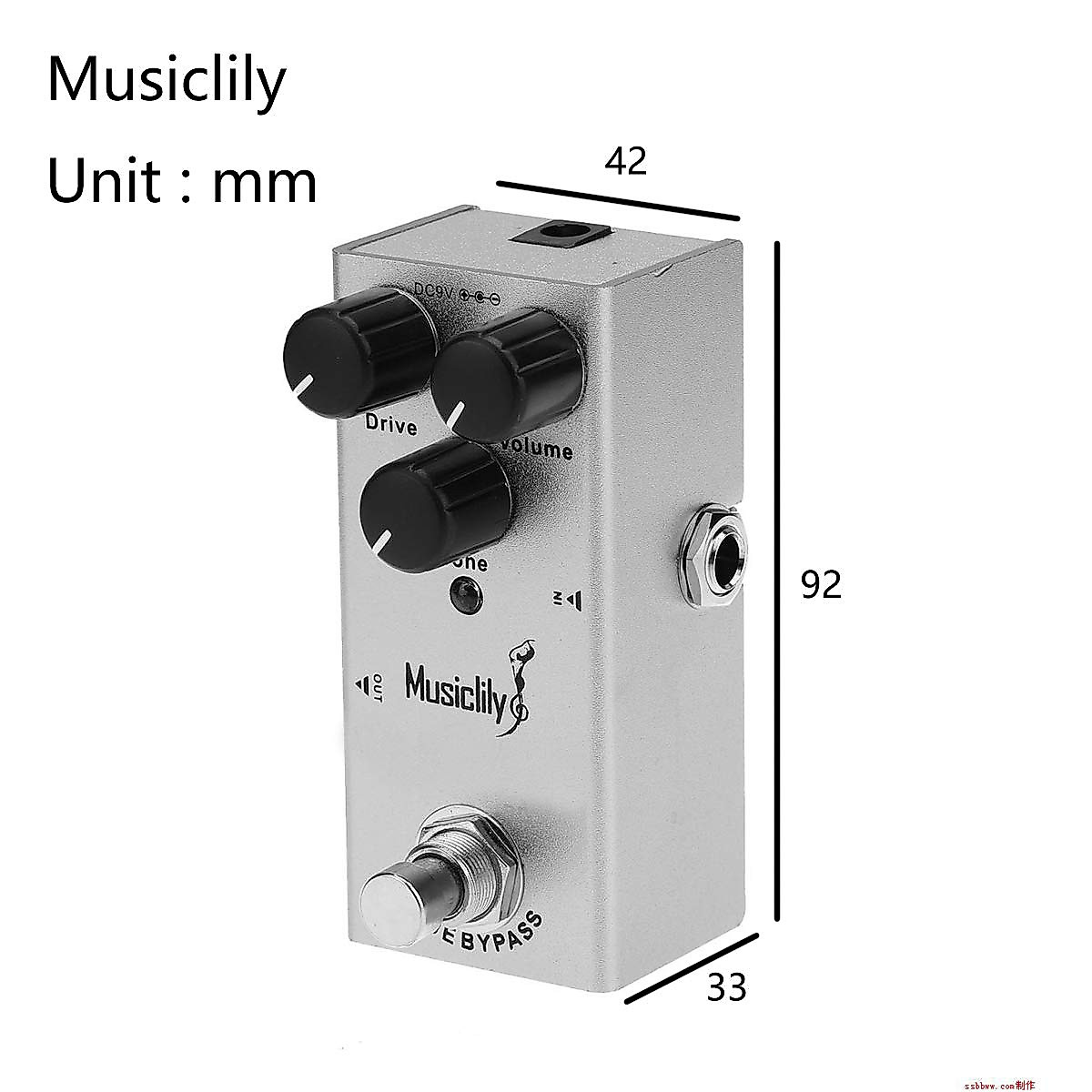 Musiclily Basic Mini Electric Guitar Effects Pedal DC 9V Adapter Powered True Bypass, Vintage Overdrive