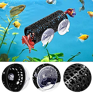 Abizoo Betta Fish Toys,Betta Tunnel Black,Small Hole Hollow Betta Fish cave,Safer for Small Fish Shrimp Betta Guppies,Aquarium Decor Fish Tank Accessories Decorations Hideout Tube