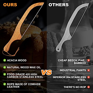 HAOIOKSC Bread Slicer for Homemade Bread, 15.7 In Wooden Sourdough Bread Knife- Ergonomic Design, Premium Stainless Steel Serrated Bread Bow Knife for Precise Cutting Baguettes Bagels
