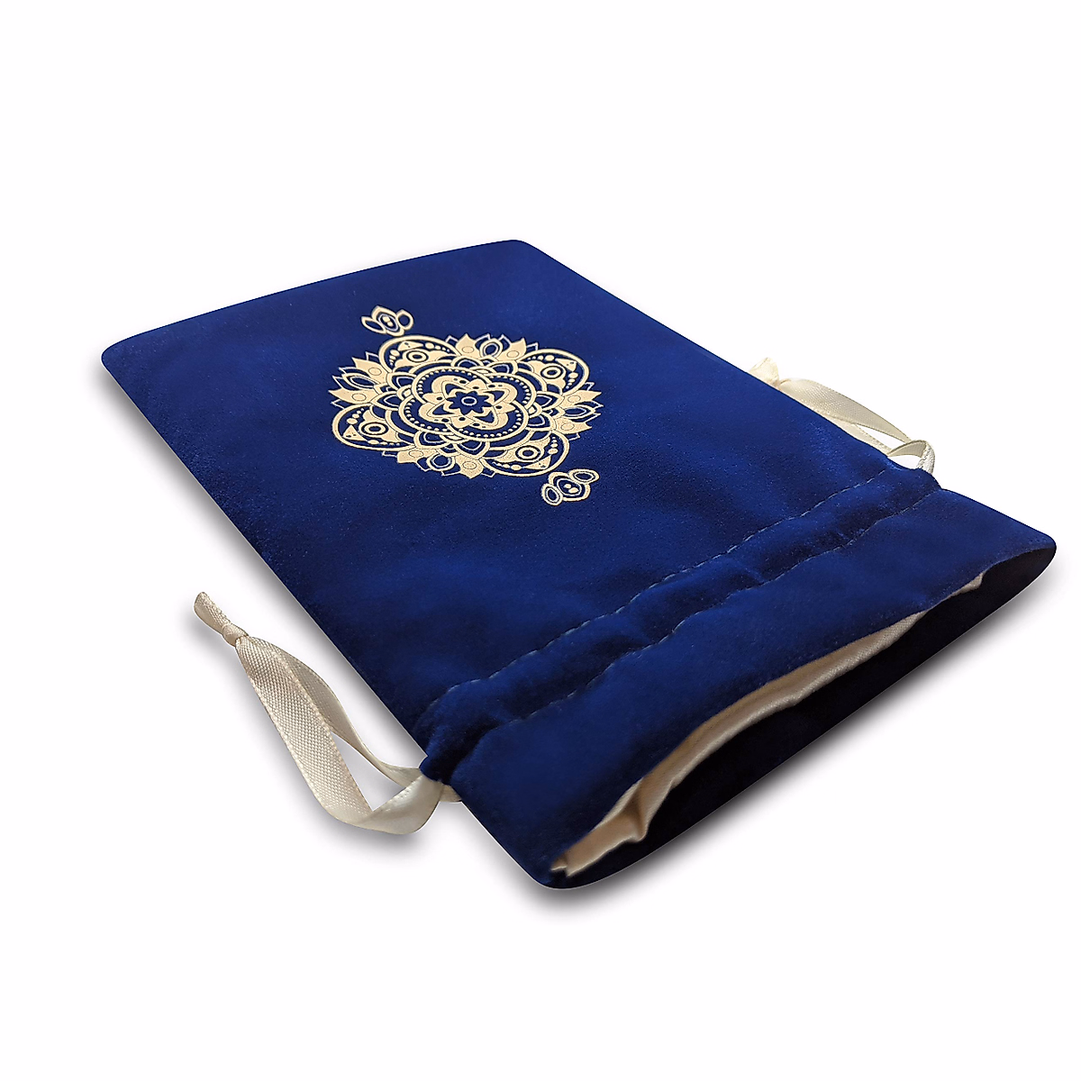 Miriyan Spiritual Mandala Tarot & Dice Bag I Velvet & Satin Drawstring Pouch Ideal Size for Tarot & Oracle Cards, DND, D&D, Dungeons and Dragons Accessories, Runes & Jewelry I Travel Gift Bag (Blue)