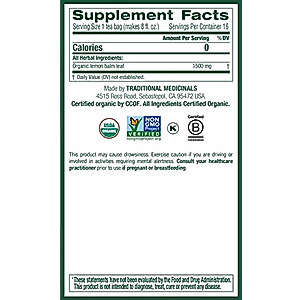 Traditional Medicinals Organic Lemon Balm Herbal Tea, Calming and Supports Digestion, (Pack of 3) - 48 Tea Bags Total