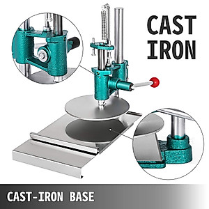 VEVOR Pizza Dough Press Machine, 7.9" Pizza Pastry Press Machine w/Dual Plates, 200mm Stainless-Steel Household Pizza Press w/ 0.2" Thick Disc, Dough Pastry Manual Press Machine w/Cast Iron Base