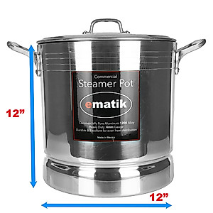 Steamer Pot 22QT Vaporera Tamales Tamalera 4mm Gauge 1200 Alloy Pure Aluminum Commercial Extra-thick Reinforced Rim and Bottom Tamale Commercial Restaurant Pot